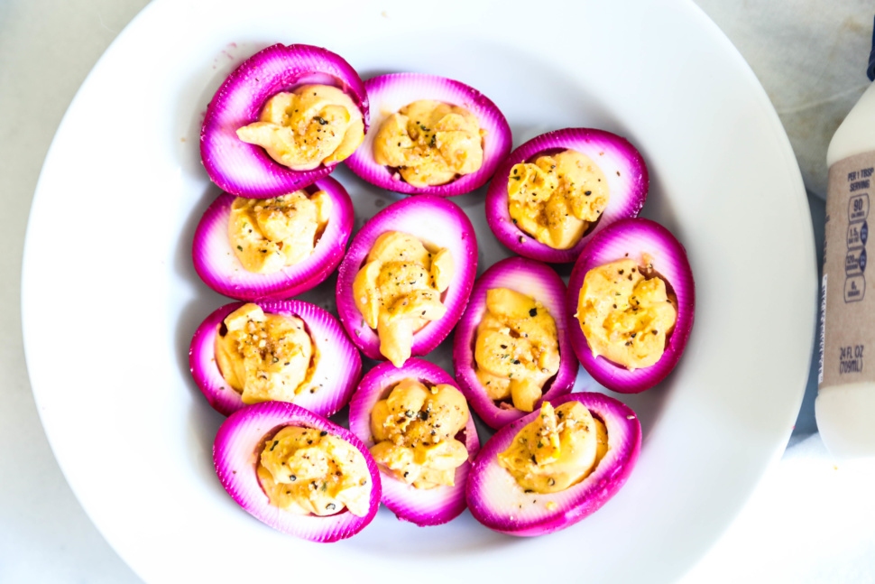 Beet-Dyed Deviled Eggs… YUM | The Balanced Blonde